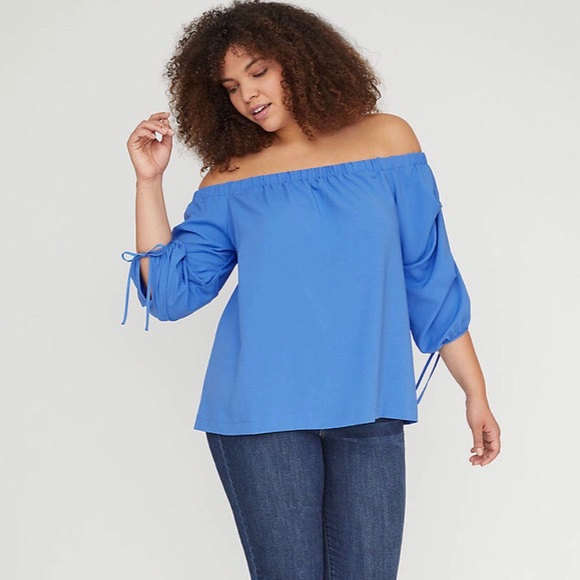 Lane Bryant | Tops | Nwt Lane Bryant Ruche Sleeve Off Shoulder Top ...